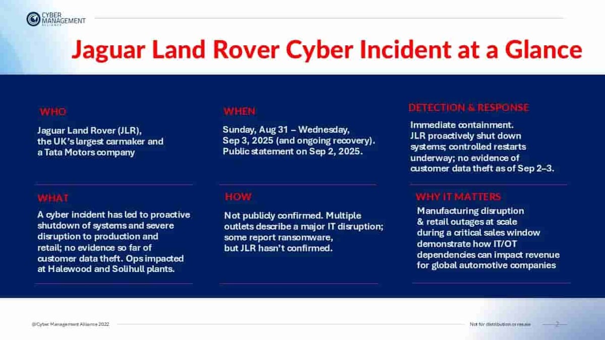 JLR Cyber Incident Marks Latest Blow in UK’s Cyber Crime Wave